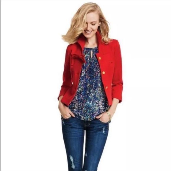 CAbi | Jackets & Coats | Nwt Cabi Beaujacket Blazer Red335 Gold Buttons ...